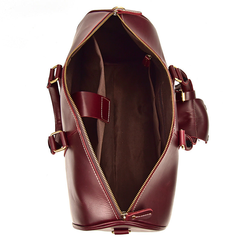 Wine Red Shoulder Leather Traveling Bag 9397 – LEATHERETRO